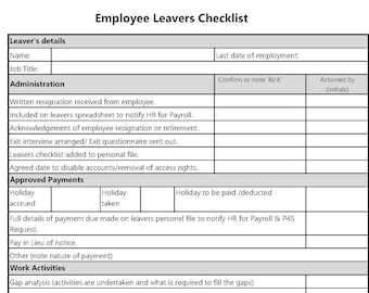 HR Induction Plan Checklist - Etsy UK