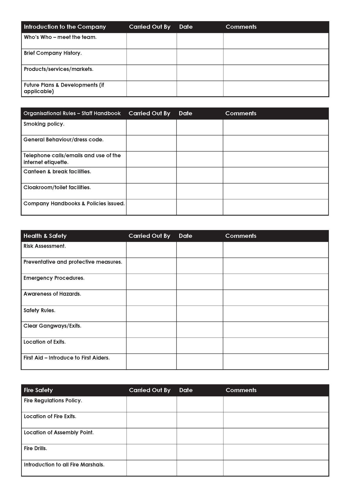 HR Induction Plan Checklist - Etsy