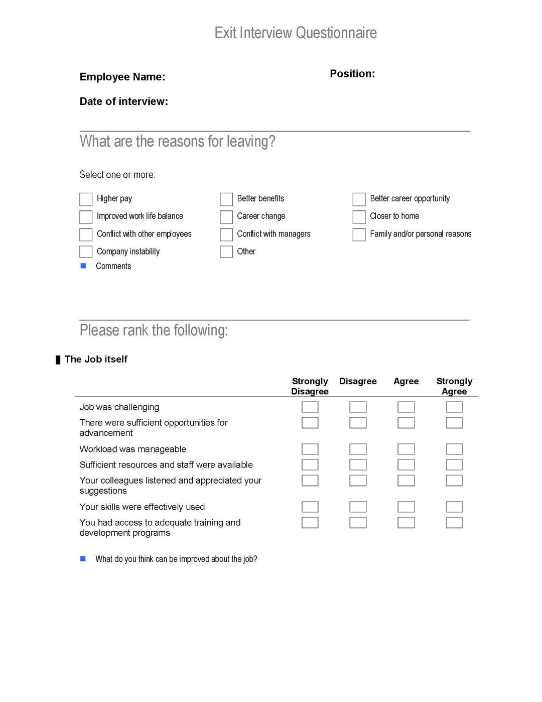 HR Exit Interview Questionnaire - Etsy