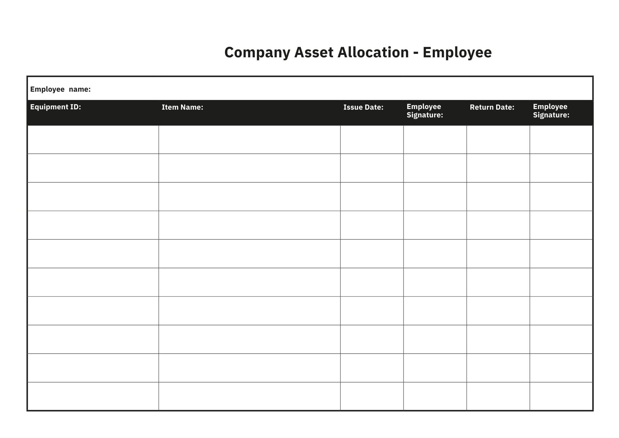 HR Company Asset Allocation Form - Etsy