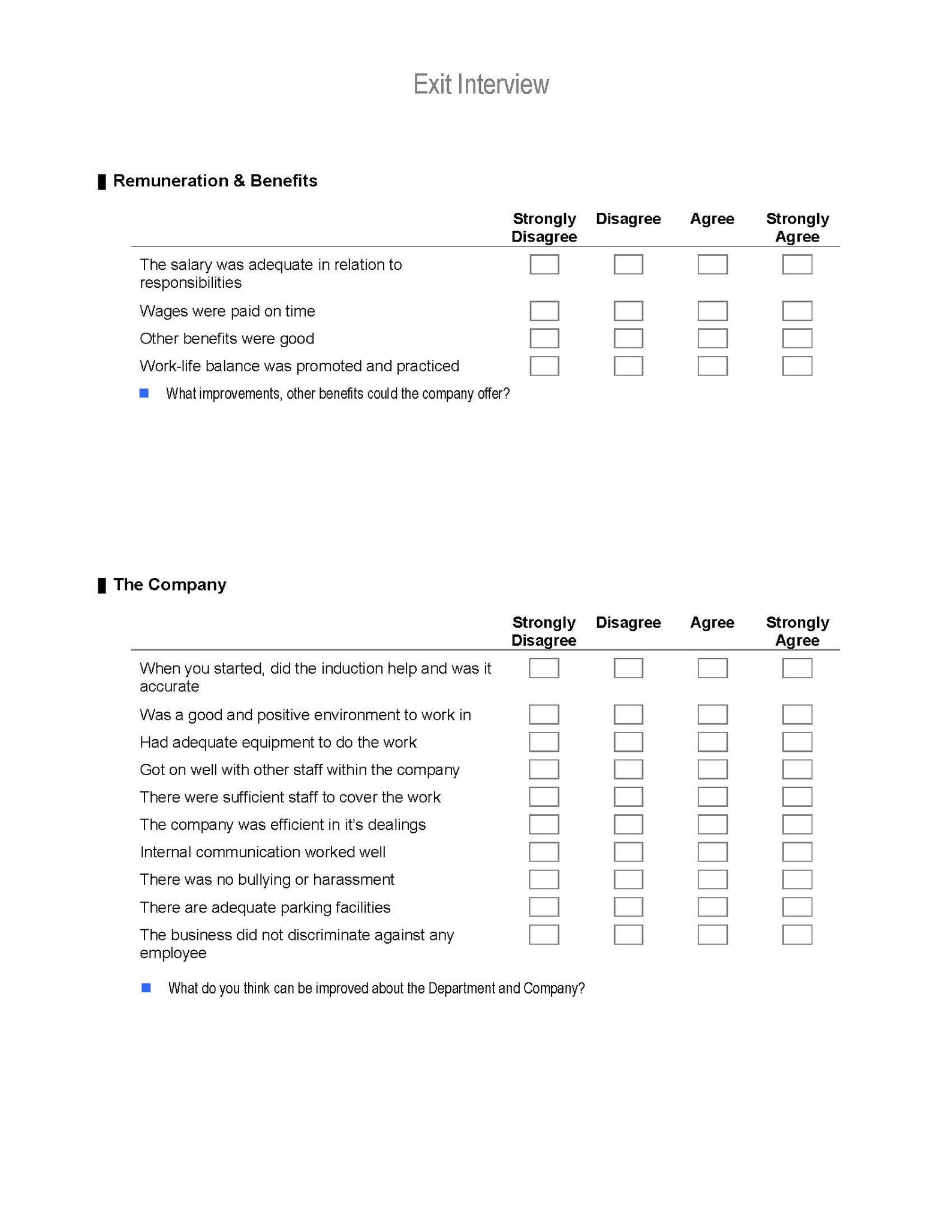 HR Exit Interview Questionnaire - Etsy