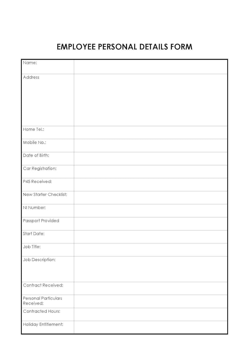 HR Digital Employee Personal Details - Etsy