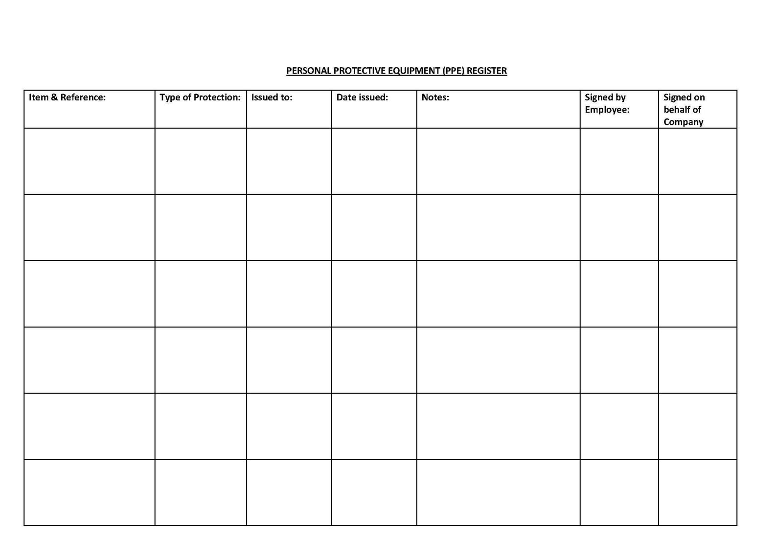 PPE Register Template - Etsy