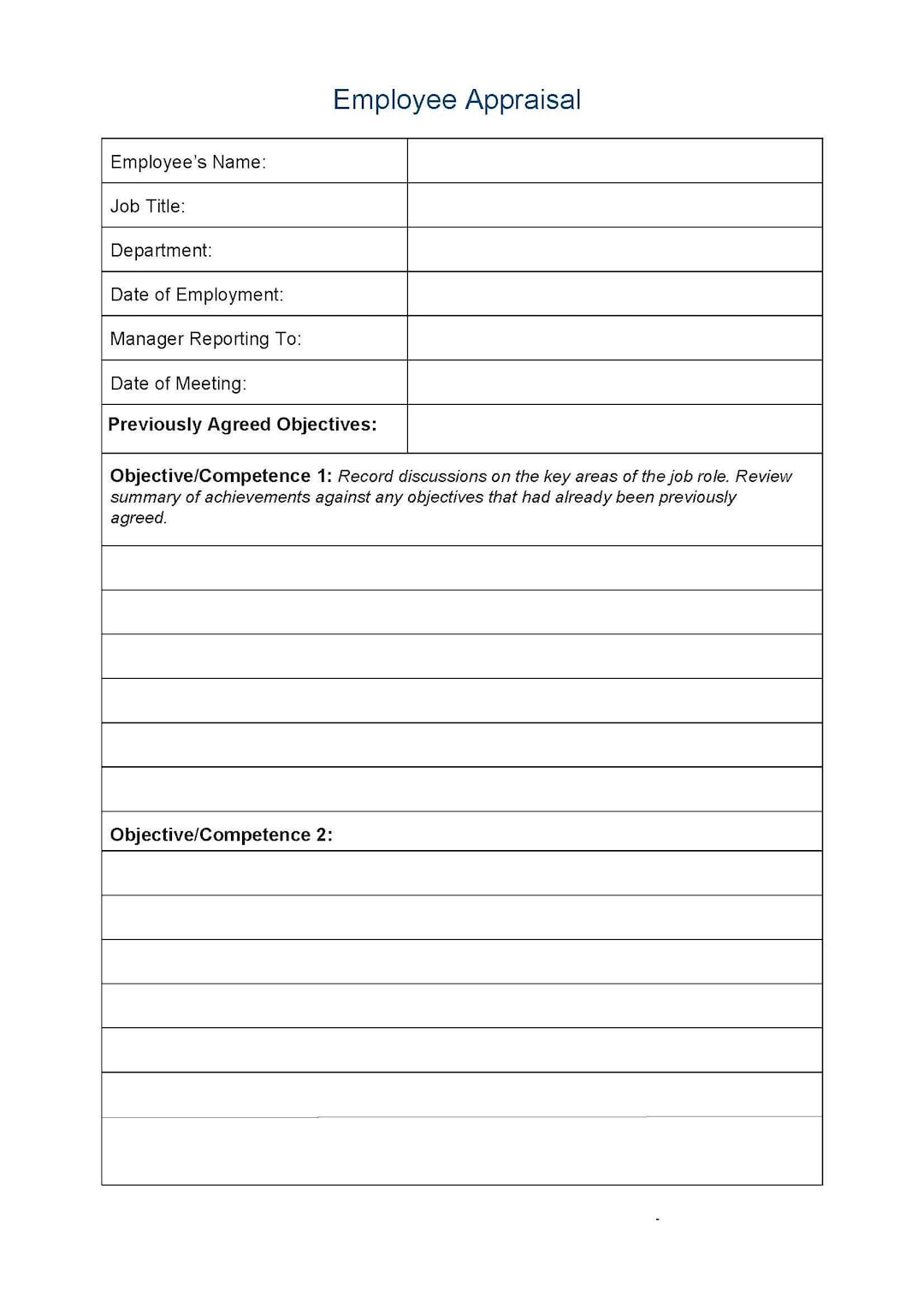 HR Employee Appraisal Form - Etsy