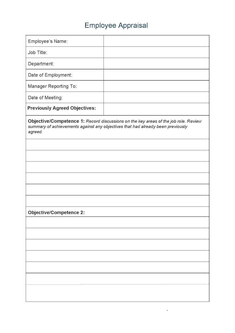 HR Employee Appraisal Form - Etsy
