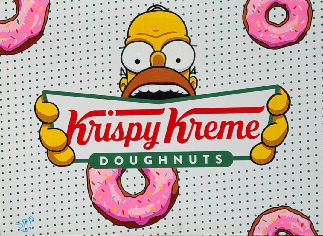 Hand Painted Homer Simpson on Upcycled Krispy Kreme Doughnut - Etsy