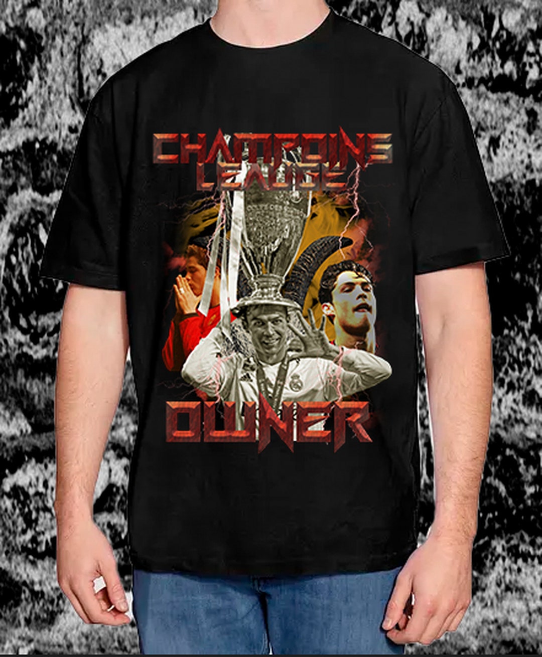 Cristiano Ronaldo Vintage Bootleg Shirt, Champoins Leauge, Football ...