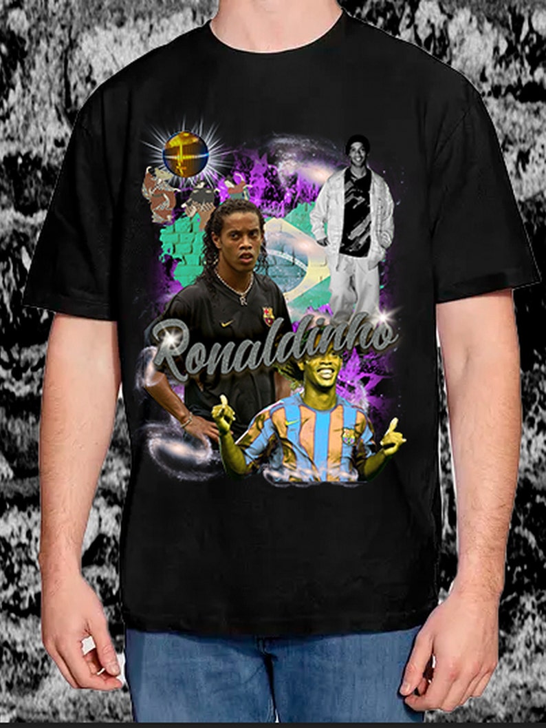 Ronaldinho Vintage Bootleg Shirt, , Football Stylish Shirt, Women Men T ...