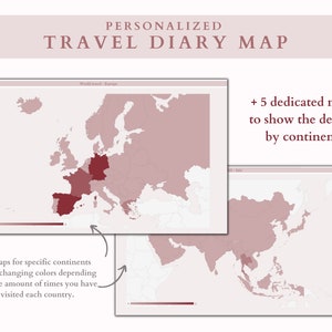 World Travel Map Digital, Digital Travel Journal, Detailed World Map ...