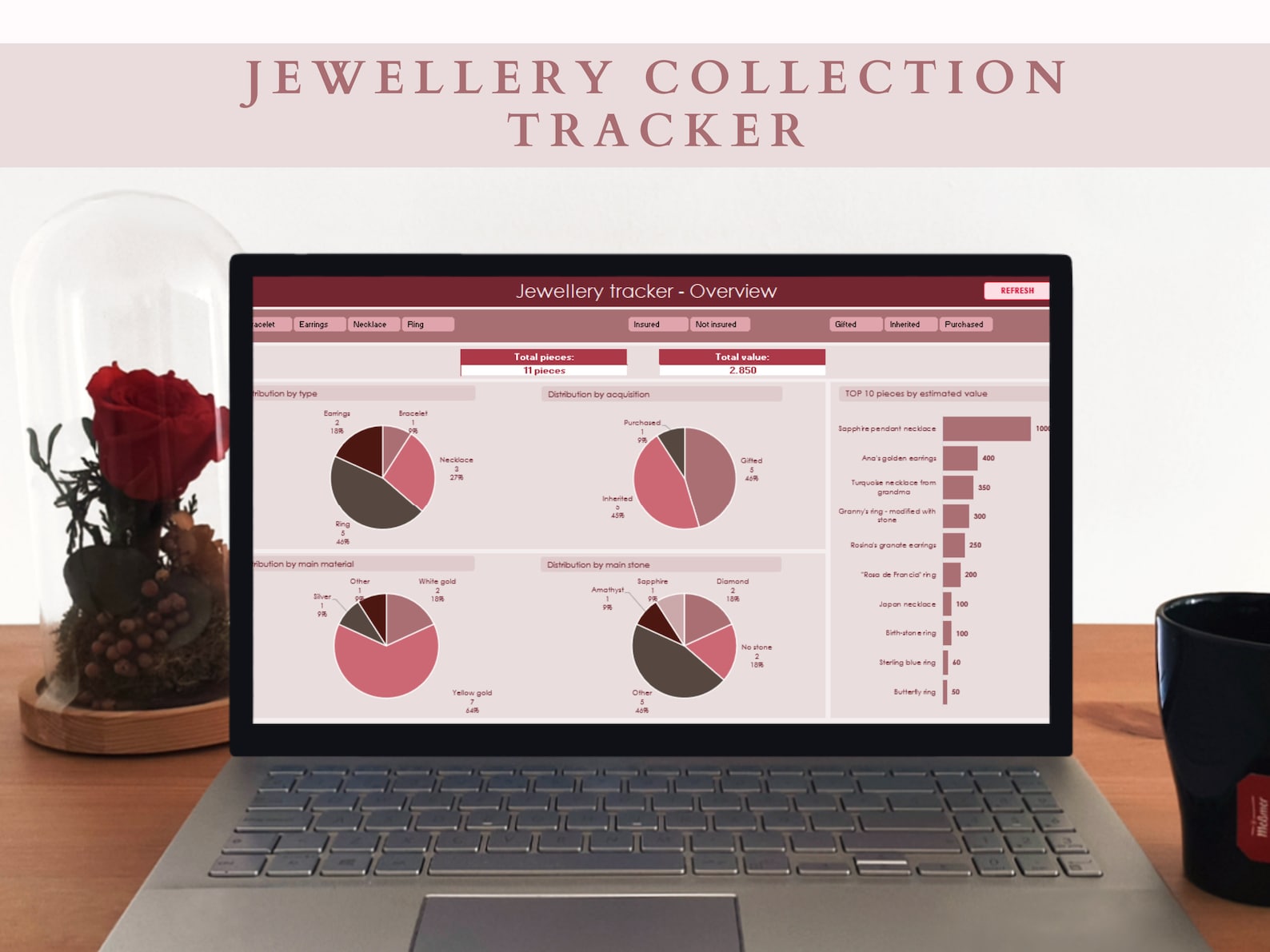 Jewelry Collection Tracker Jewelry Inventory Tracker Jewelry Log ...