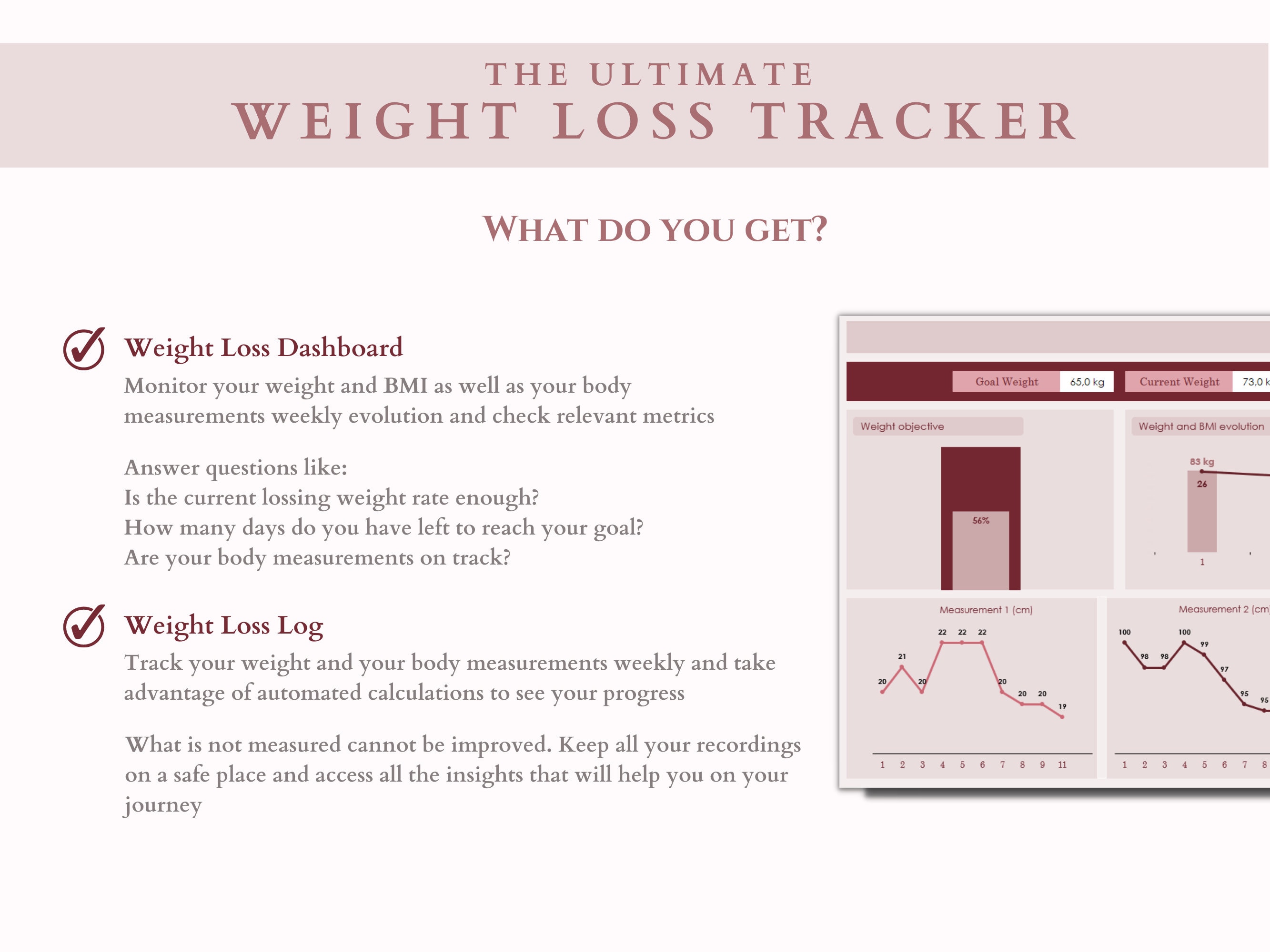 Weight Loss Tracker Spreadsheet Weight Loss Dashboard Weight Loss Log ...