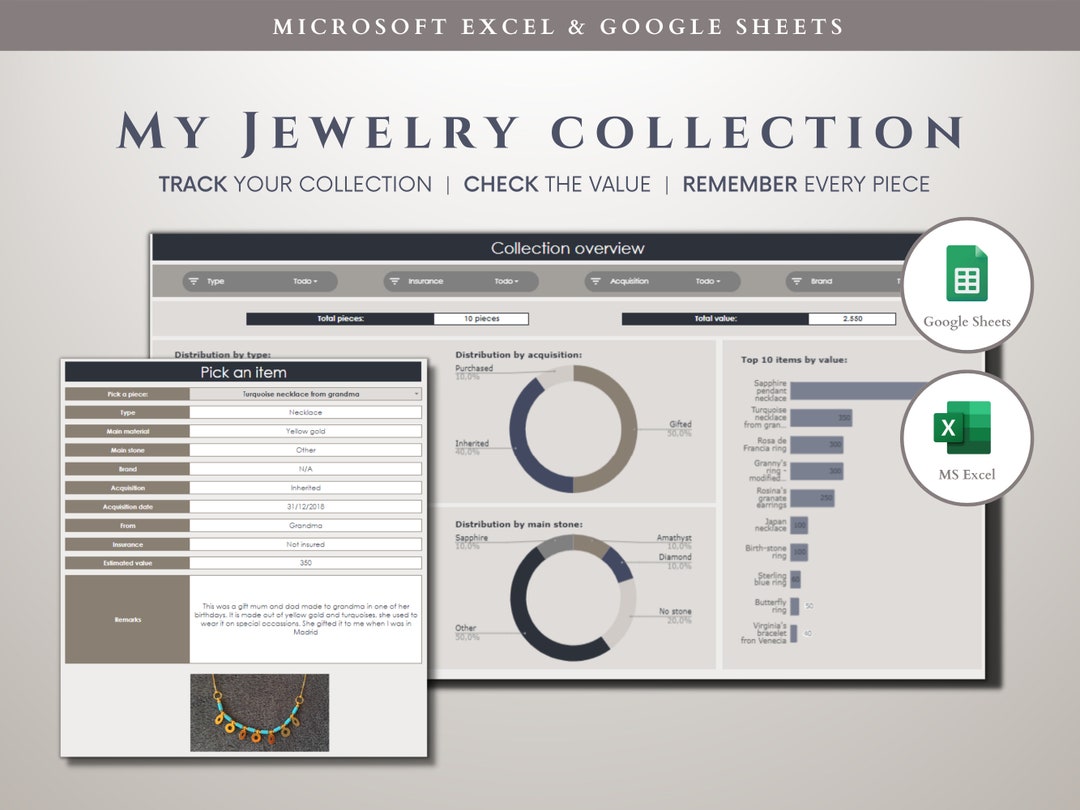 Jewelry Collection Tracker Jewelry Inventory Tracker Jewelry - Etsy