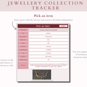 Jewelry Collection Tracker Jewelry Inventory Tracker Jewelry Log ...