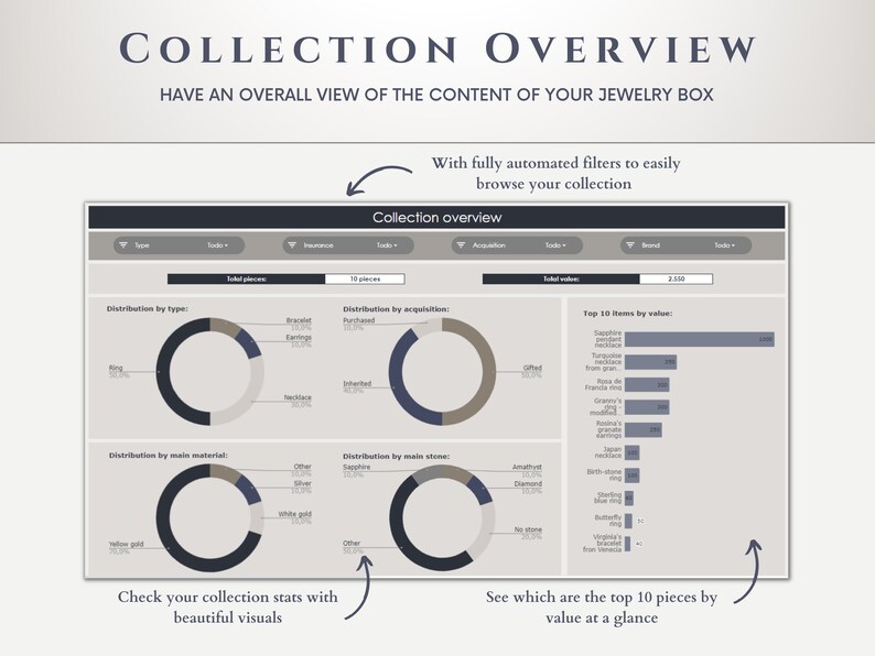 Jewelry Collection Tracker Jewelry Inventory Tracker Jewelry Log ...