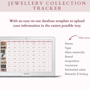 Jewelry Collection Tracker Jewelry Inventory Tracker Jewelry Log ...