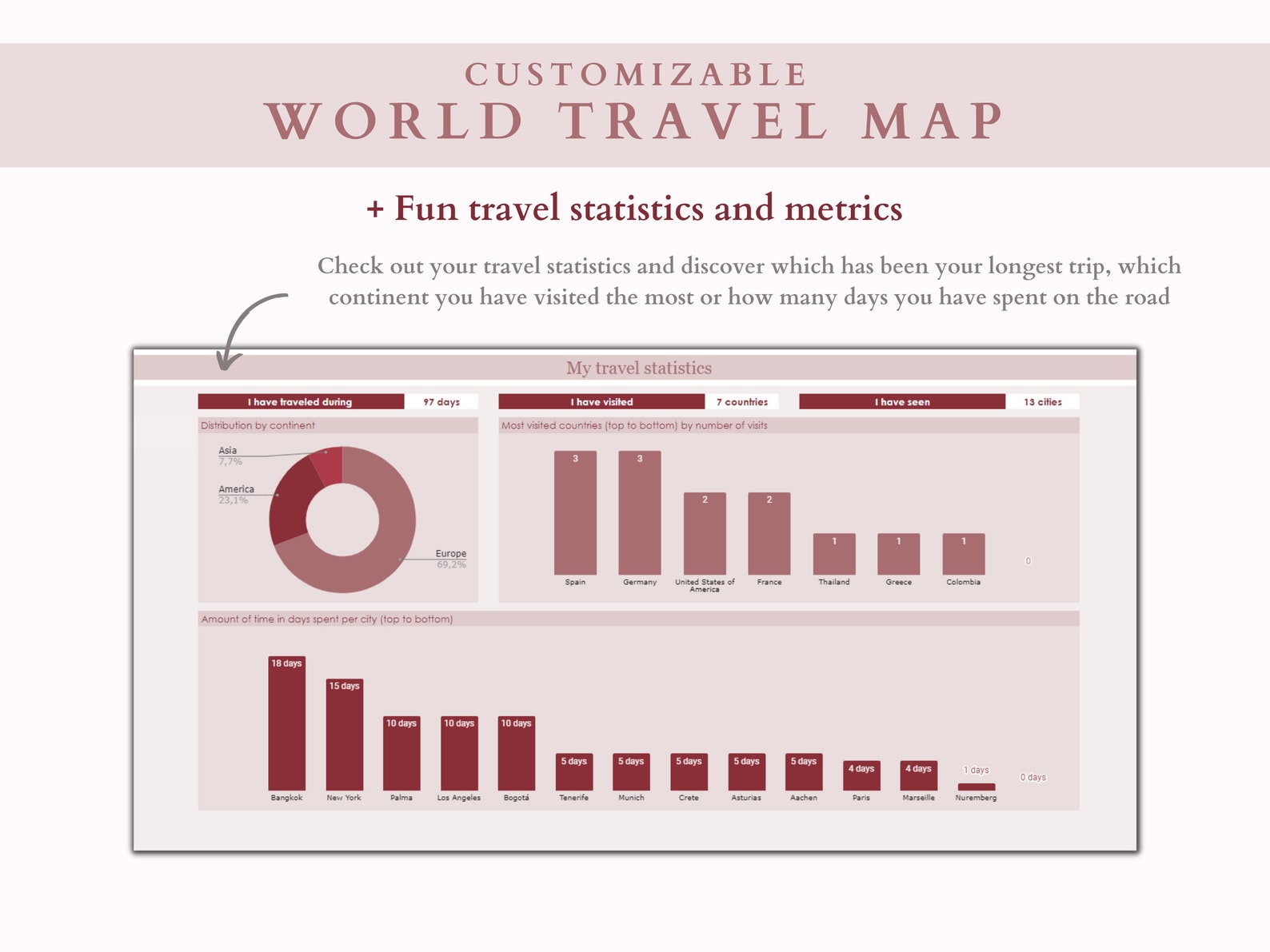 World Travel Map Digital, Digital Travel Journal, Detailed World Map ...
