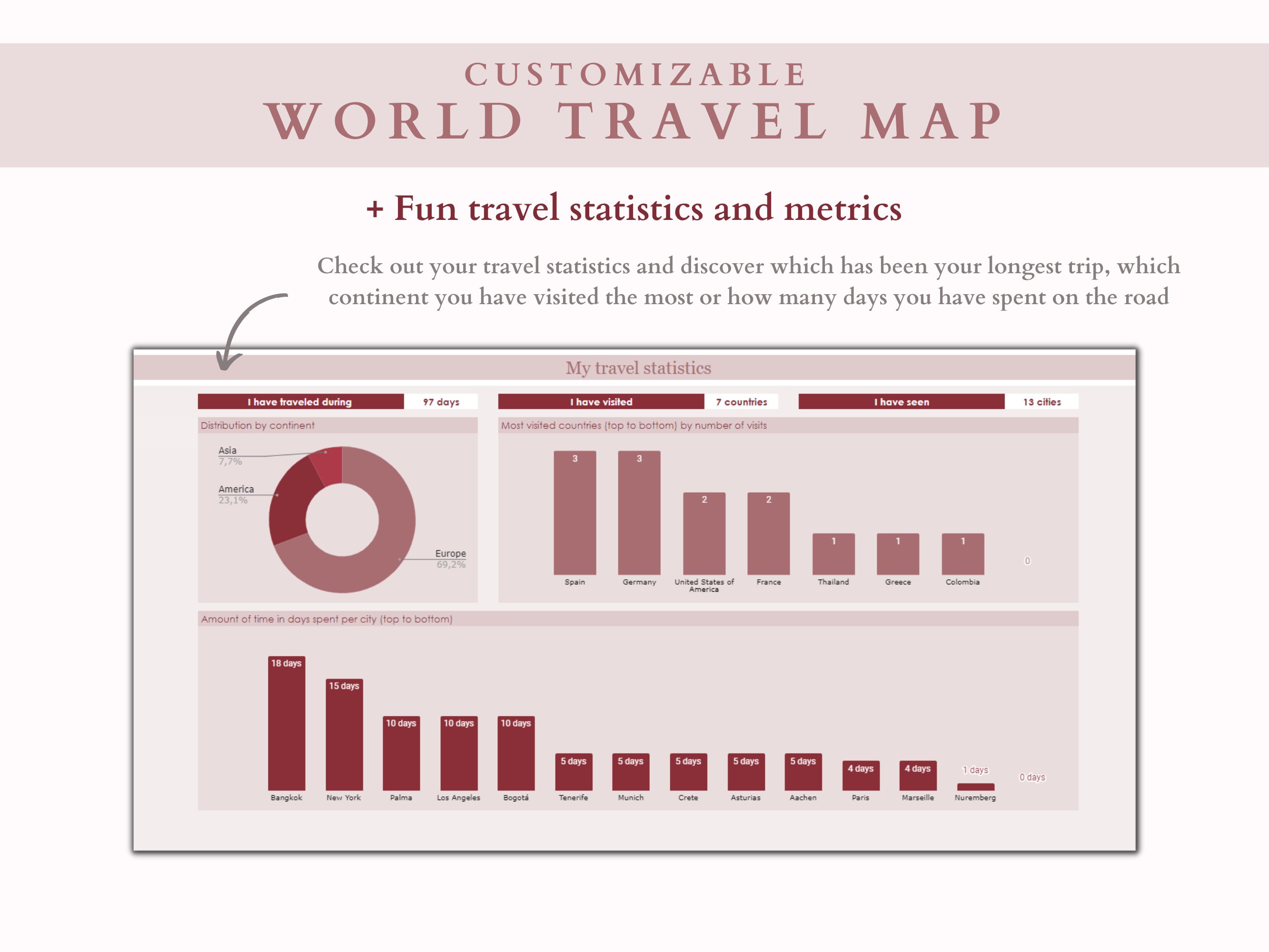 World Travel Map Digital, Digital Travel Journal, Detailed World Map ...