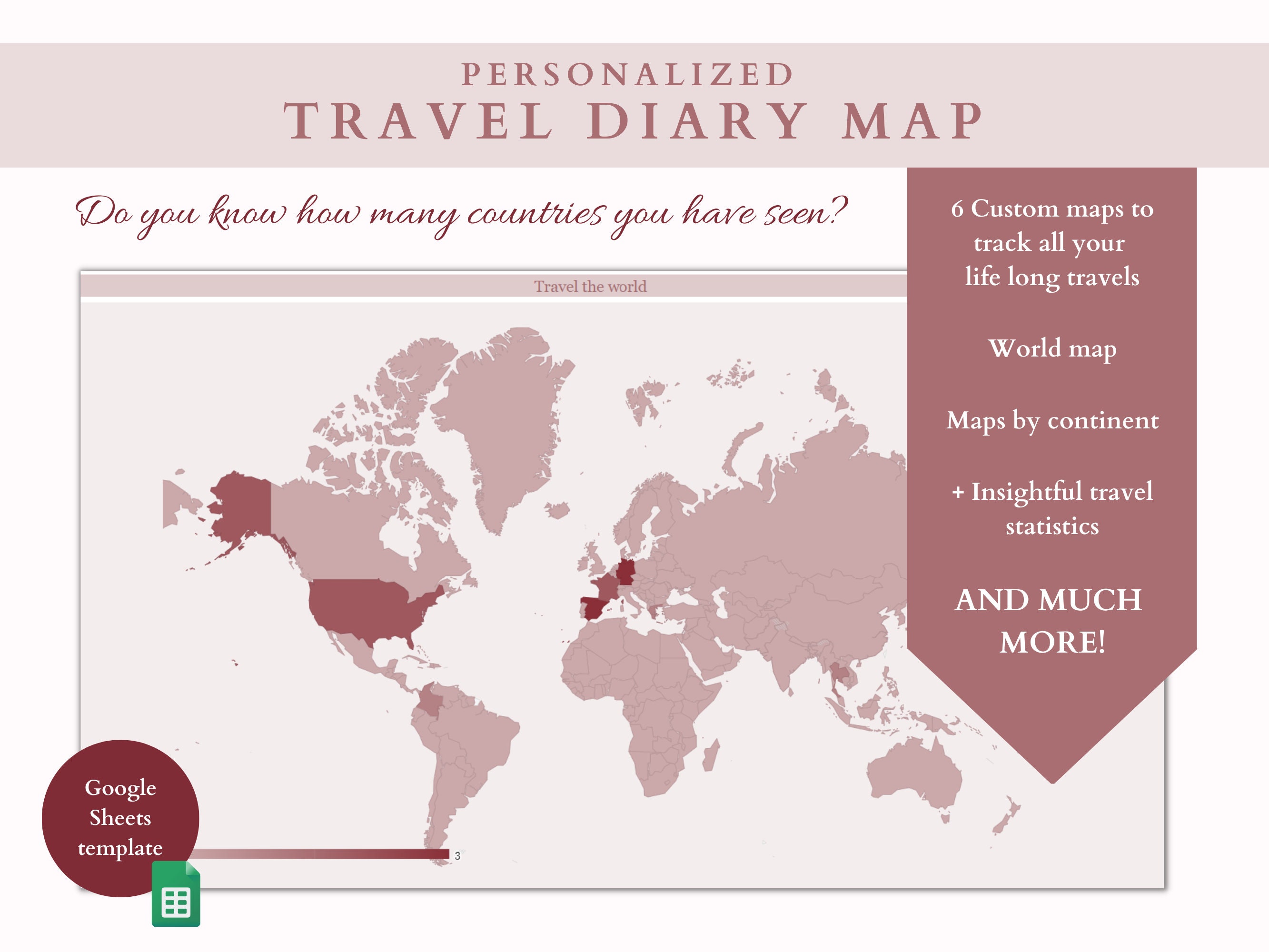 World Travel Map Digital Digital Travel Journal Detailed - Etsy