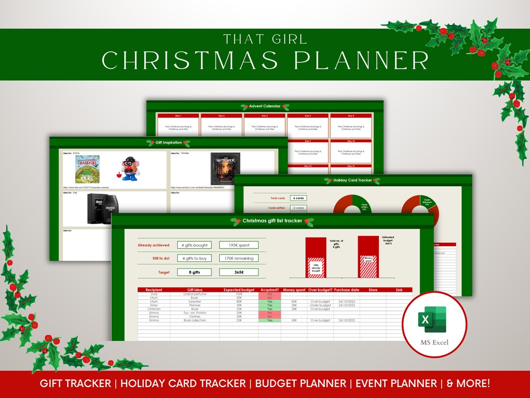 Christmas Planner Excel Christmas Gift Tracker Christmas - Etsy