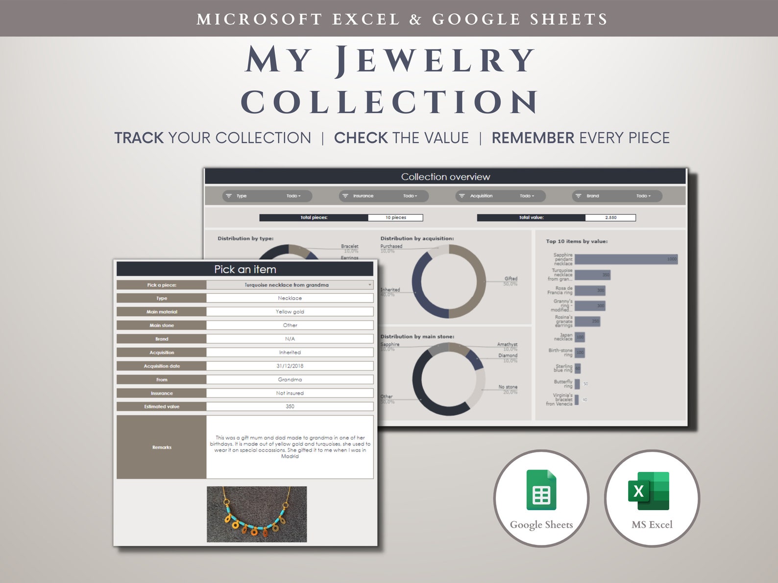 Jewelry Collection Tracker Jewelry Inventory Tracker Jewelry Log ...