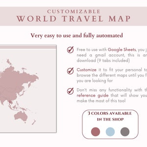 World Travel Map Digital, Digital Travel Journal, Detailed World Map ...