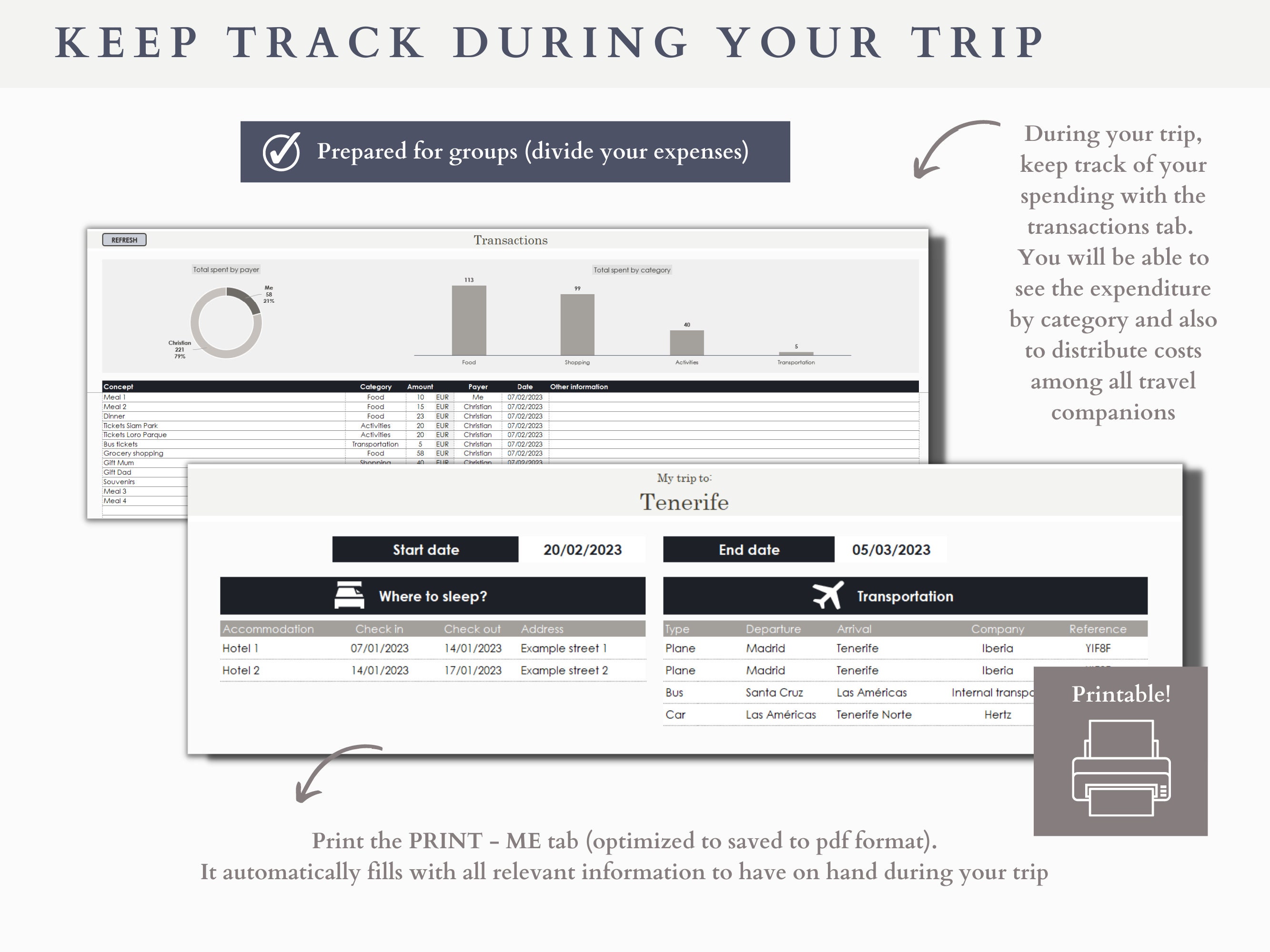 Digital Travel Planner for Excel | Editable Template | Excel ...