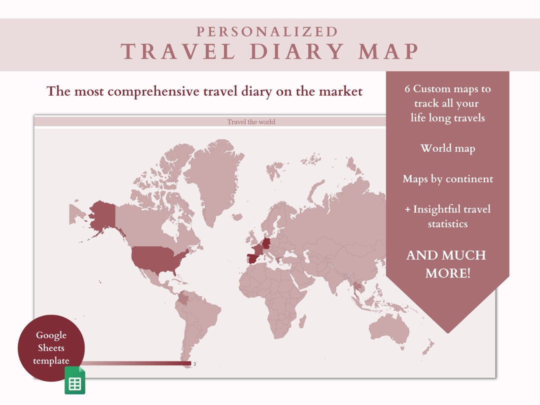 World Travel Map Digital World Travel Map Template Detailed - Etsy