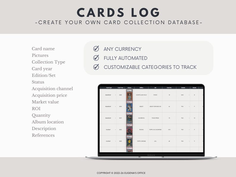 Trading Card Spreadsheet Trading Cards Tracker TCG CCG Spreadsheet ...