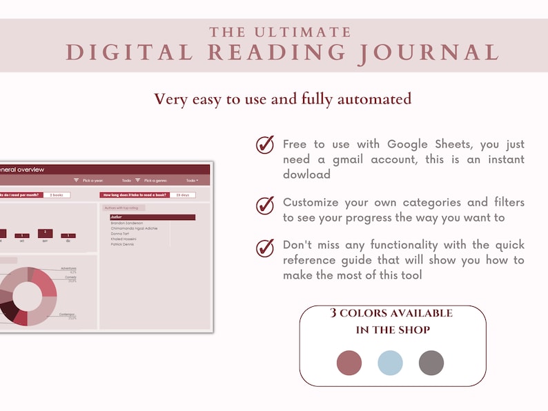 Ultimate Book Reading Tracker Spreadsheet Google Sheets| Digital ...