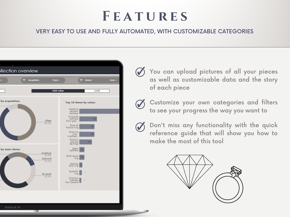 Jewelry Collection Tracker Jewelry Inventory Tracker Jewelry Log ...