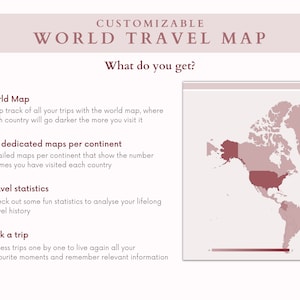 World Travel Map Digital, Digital Travel Journal, Detailed World Map ...