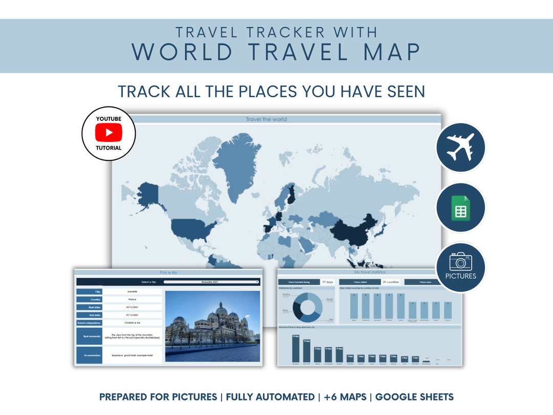 Travel Tracker Spreadsheet Google Sheets Map Digital Travel Tracker ...