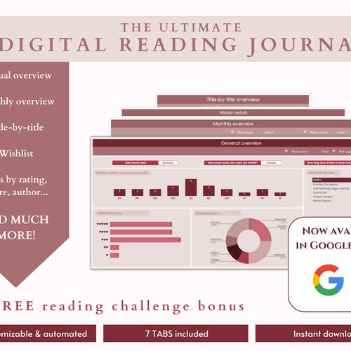 Book Tracker Book Inventory Spreadsheet Digital Reading - Etsy