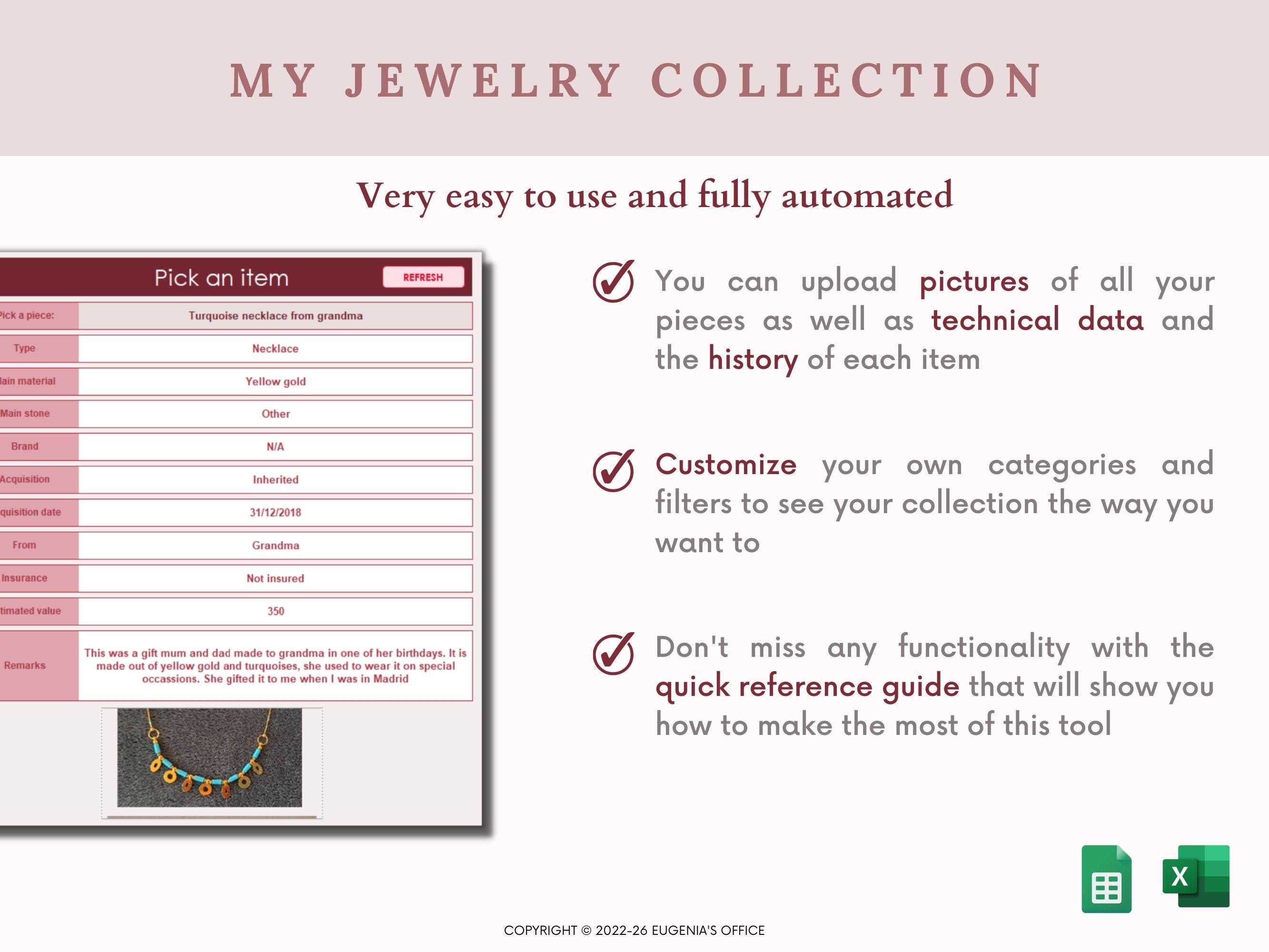 Jewelry Collection Tracker Jewelry Inventory Tracker Jewelry Log ...