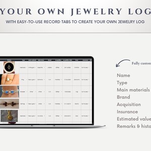 Jewelry Collection Tracker Jewelry Inventory Tracker Jewelry Log ...
