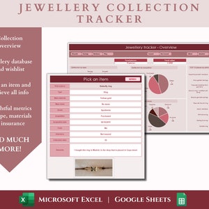 Jewelry Collection Tracker Jewelry Inventory Tracker Jewelry Log ...