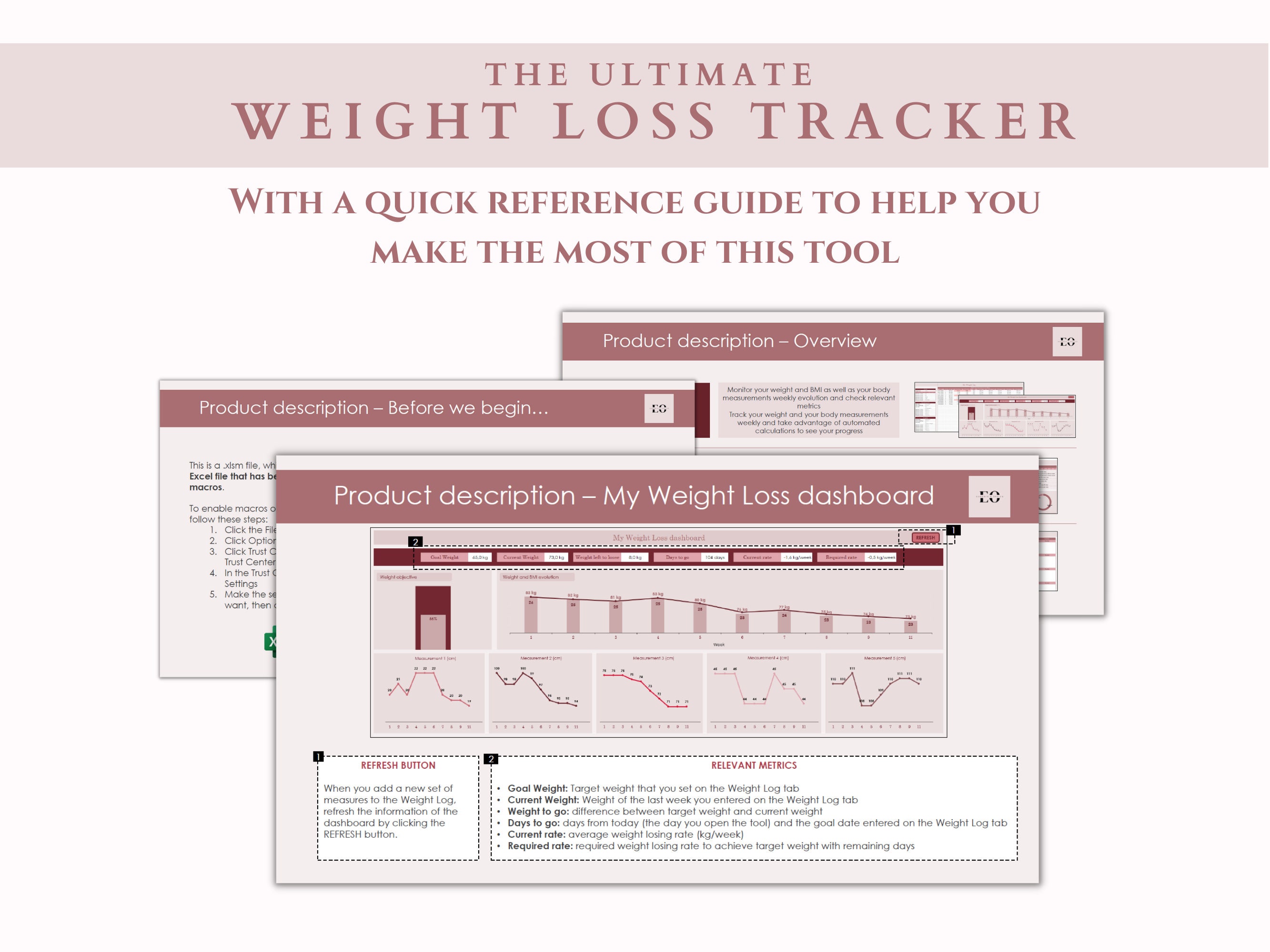 Weight Loss Tracker Spreadsheet Weight Loss Dashboard Weight Loss Log ...