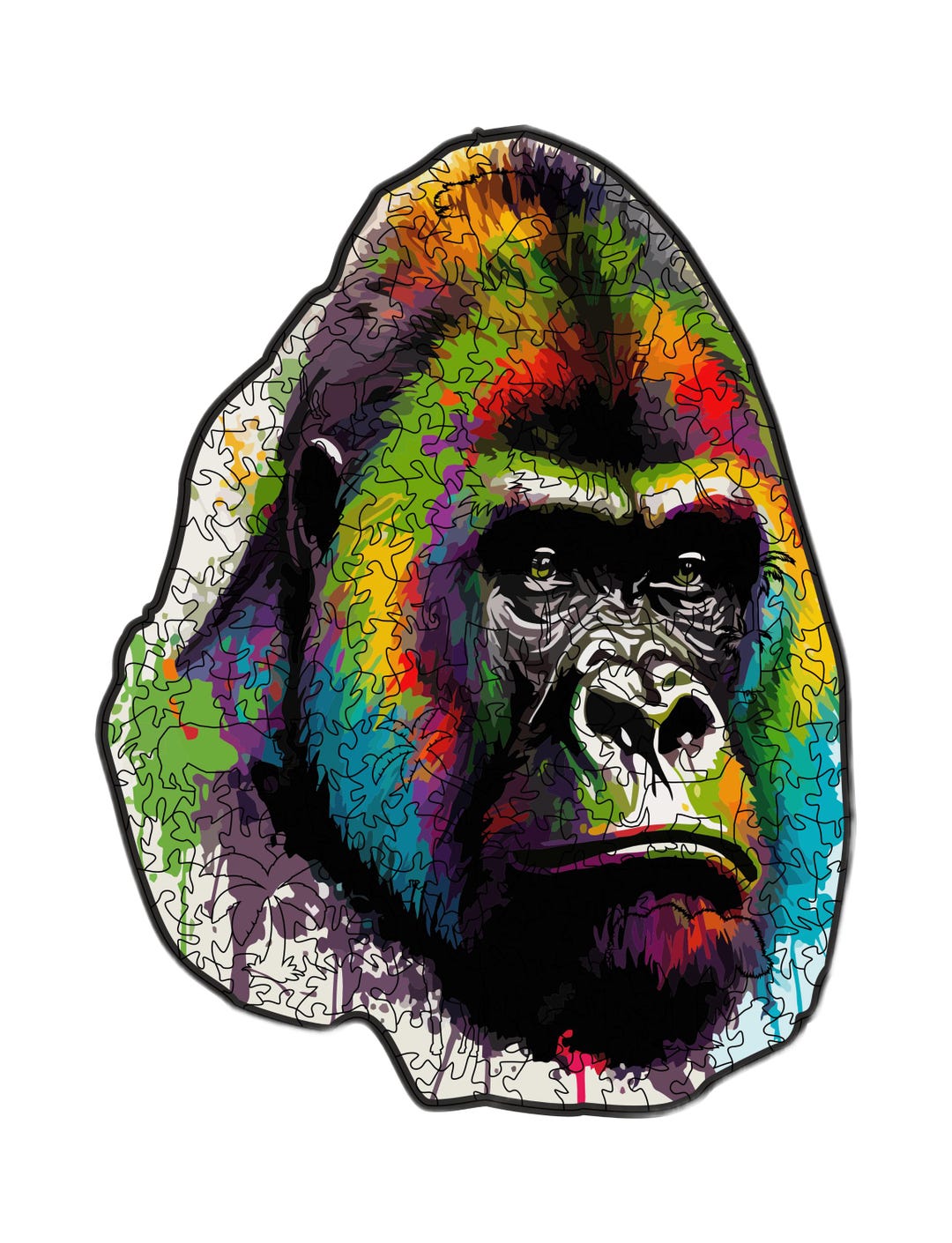 Wooden Puzzle "gorilla" - Eco Puzzle With Figurines, Gift for Animal ...