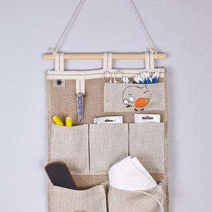 Eco-friendly Wall Organizer, Vintage Hanging Wall Organizer, Pocket ...