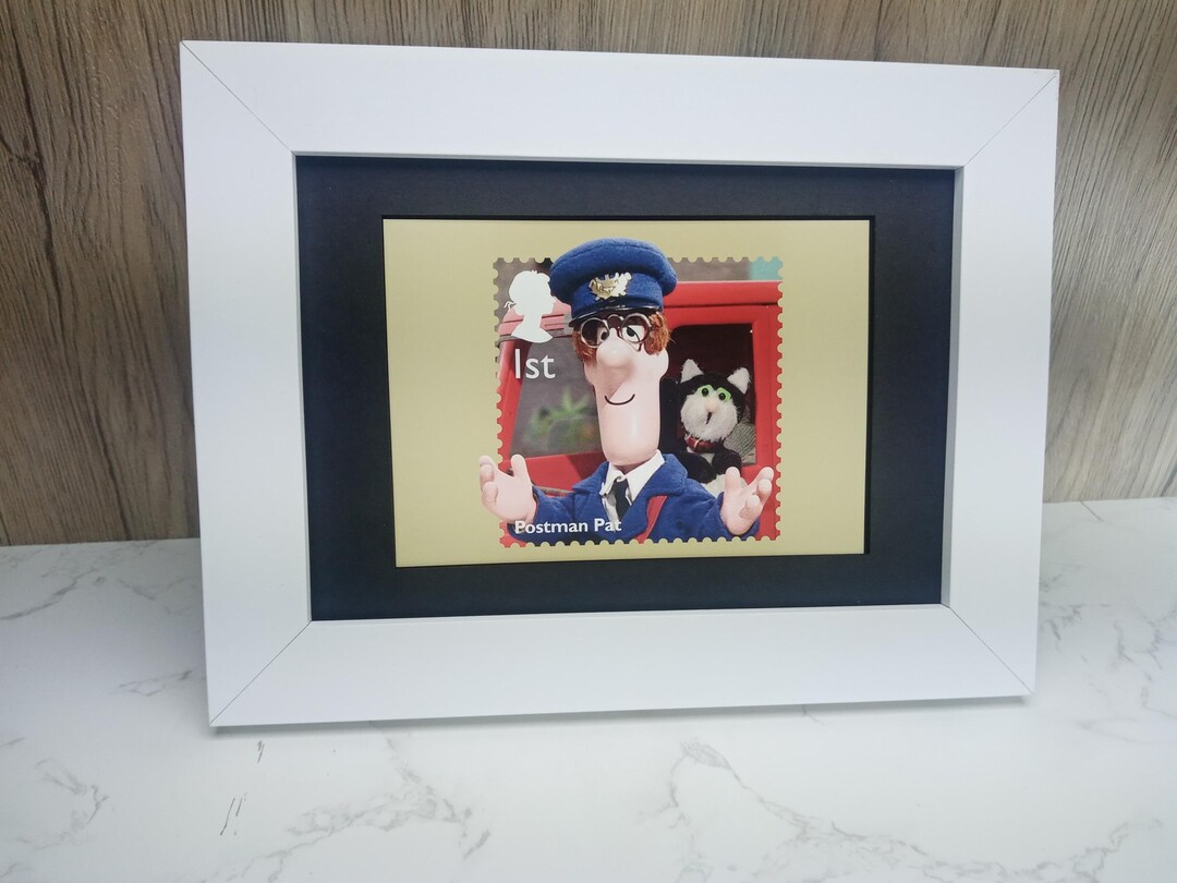 A5 Framed Postman Pat Genuine Royal Mail Postage Card, Black or White ...
