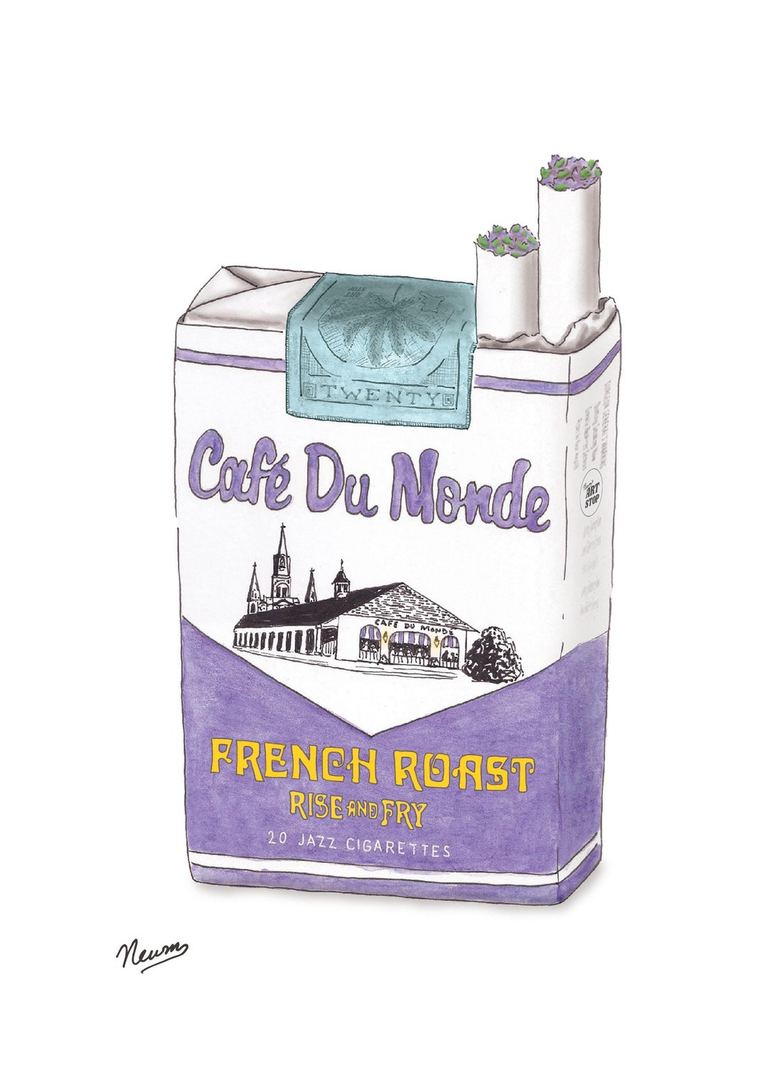 New Orleans Cafe Du Monde Wall Art for Gift Watercolor Jazz Beignet Art ...