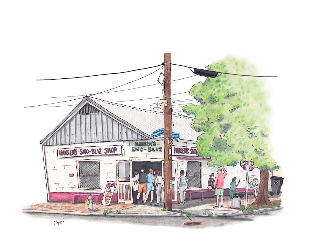 New Orleans Sno Ball Wall Art for Gift Watercolor Hansen’s Sno-bliz ...