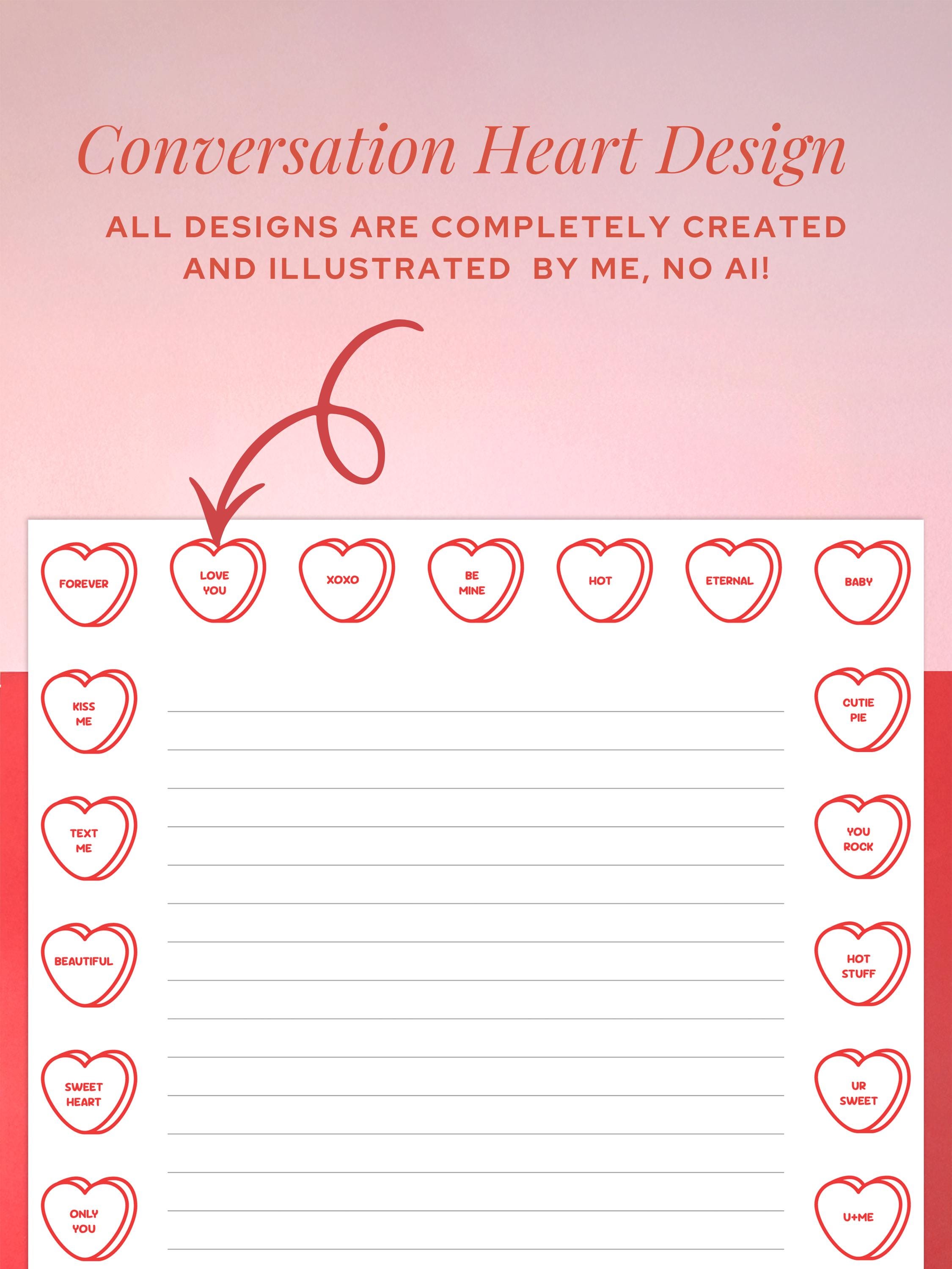 Printable Valentine's Day Letter Writing Paper, Conversation Heart ...