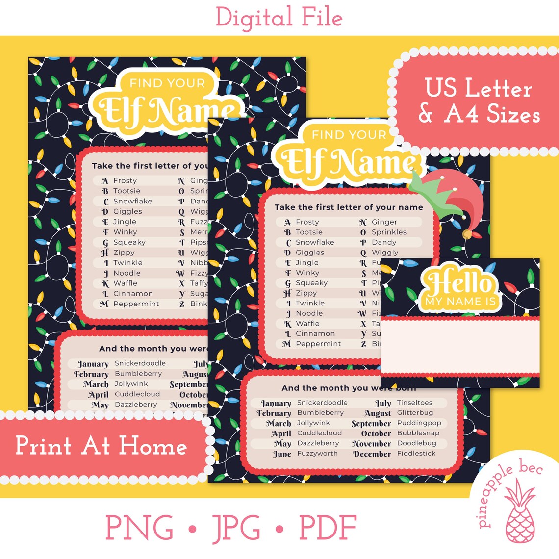What's Your Elf Name? Poster | Instant Digital Download | Christmas ...