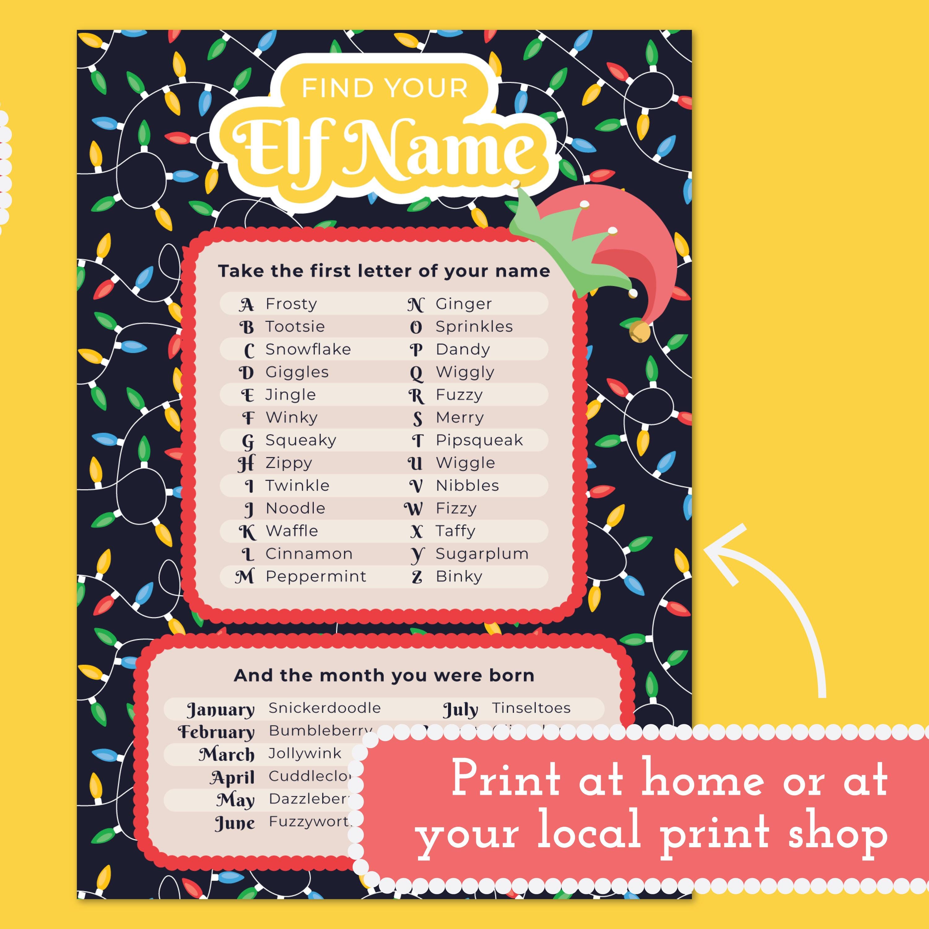 What's Your Elf Name? Poster | Instant Digital Download | Christmas ...