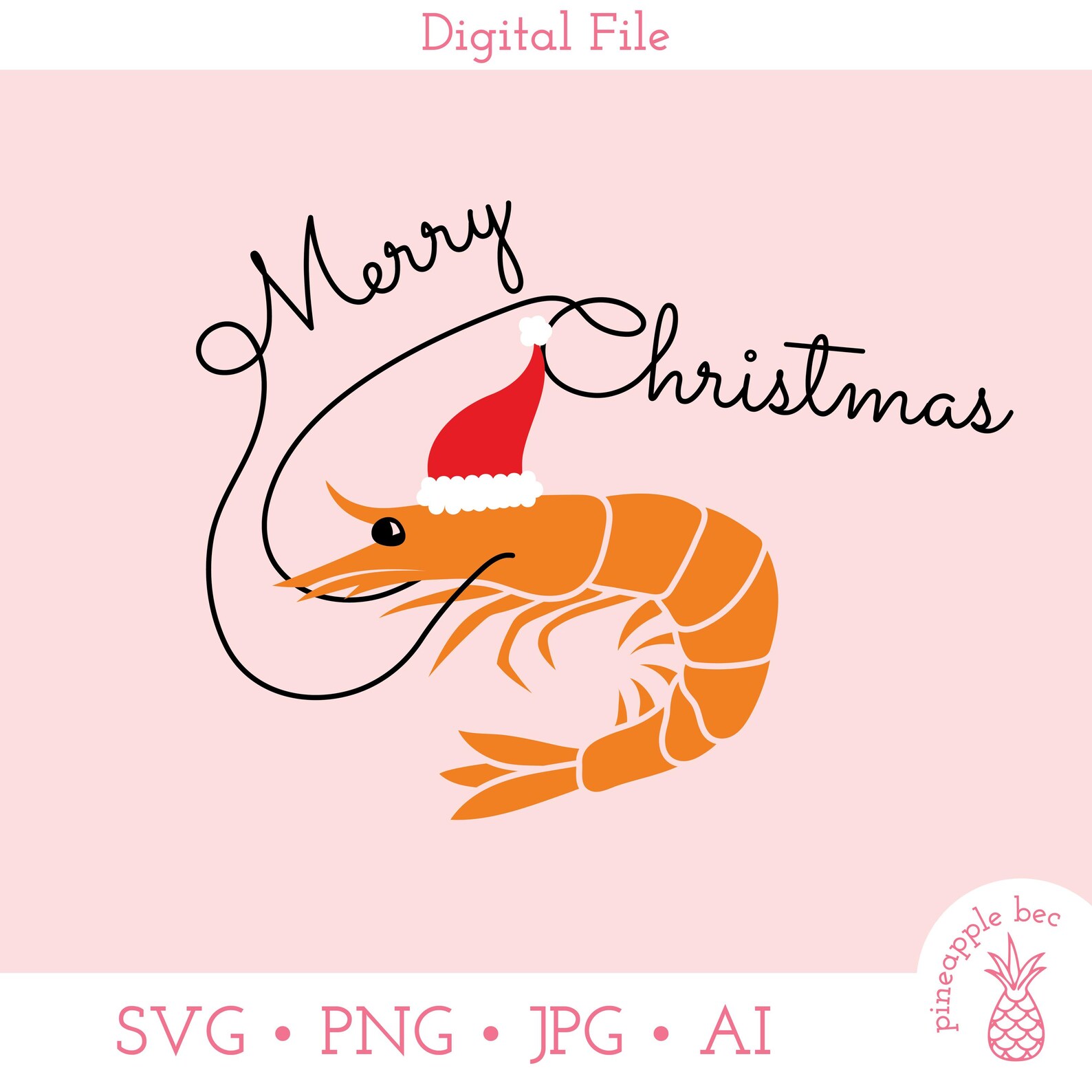 Christmas Prawn Vector Clipart | Instant Digital Download | Christmas ...