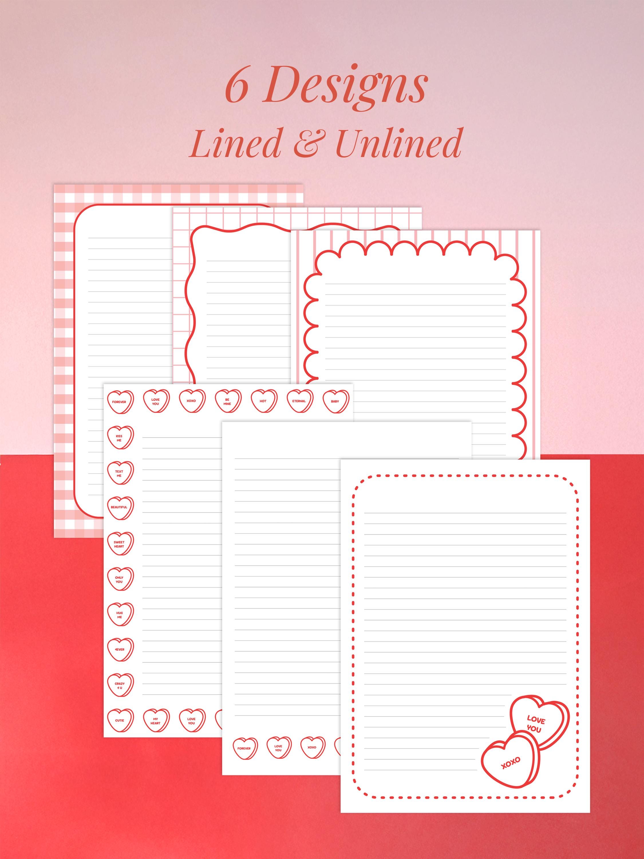 Printable Valentine's Day Letter Writing Paper, Conversation Heart ...