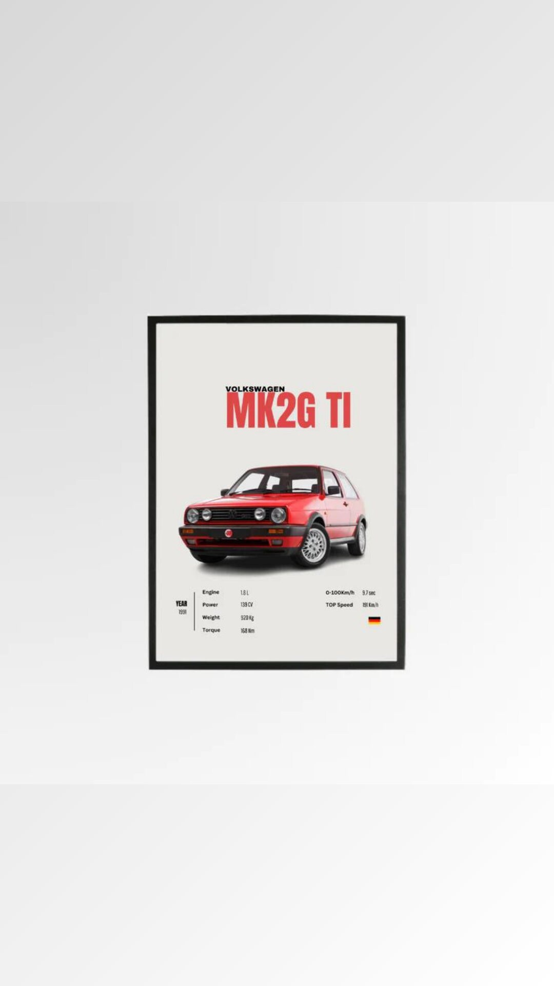 VOLKSWAGEN MK2 GTI | Premium Poster ||| Volkswagen Metal Poster ...