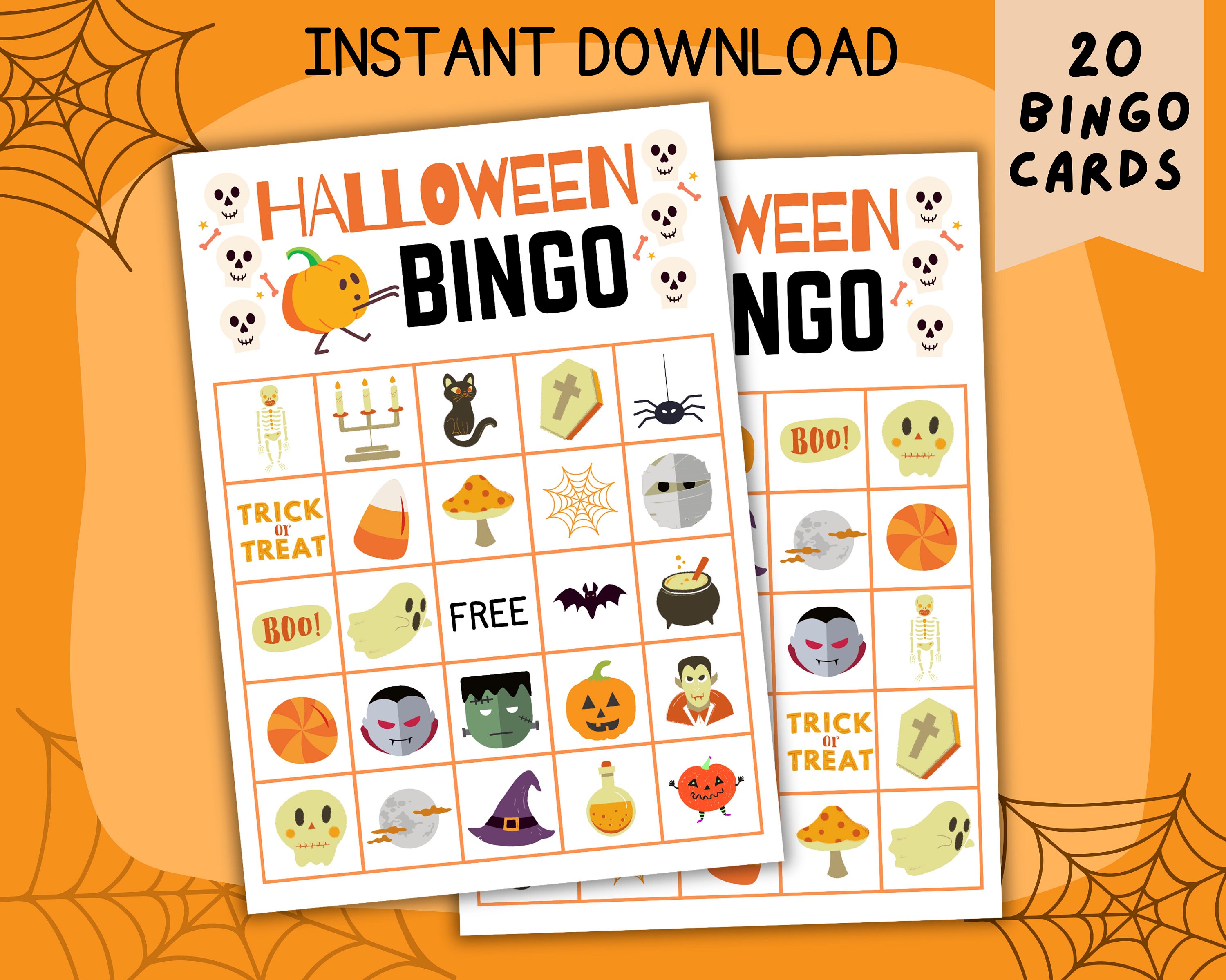 Printable Halloween Bingo Kids Party Game 20 Fall Themed - Etsy