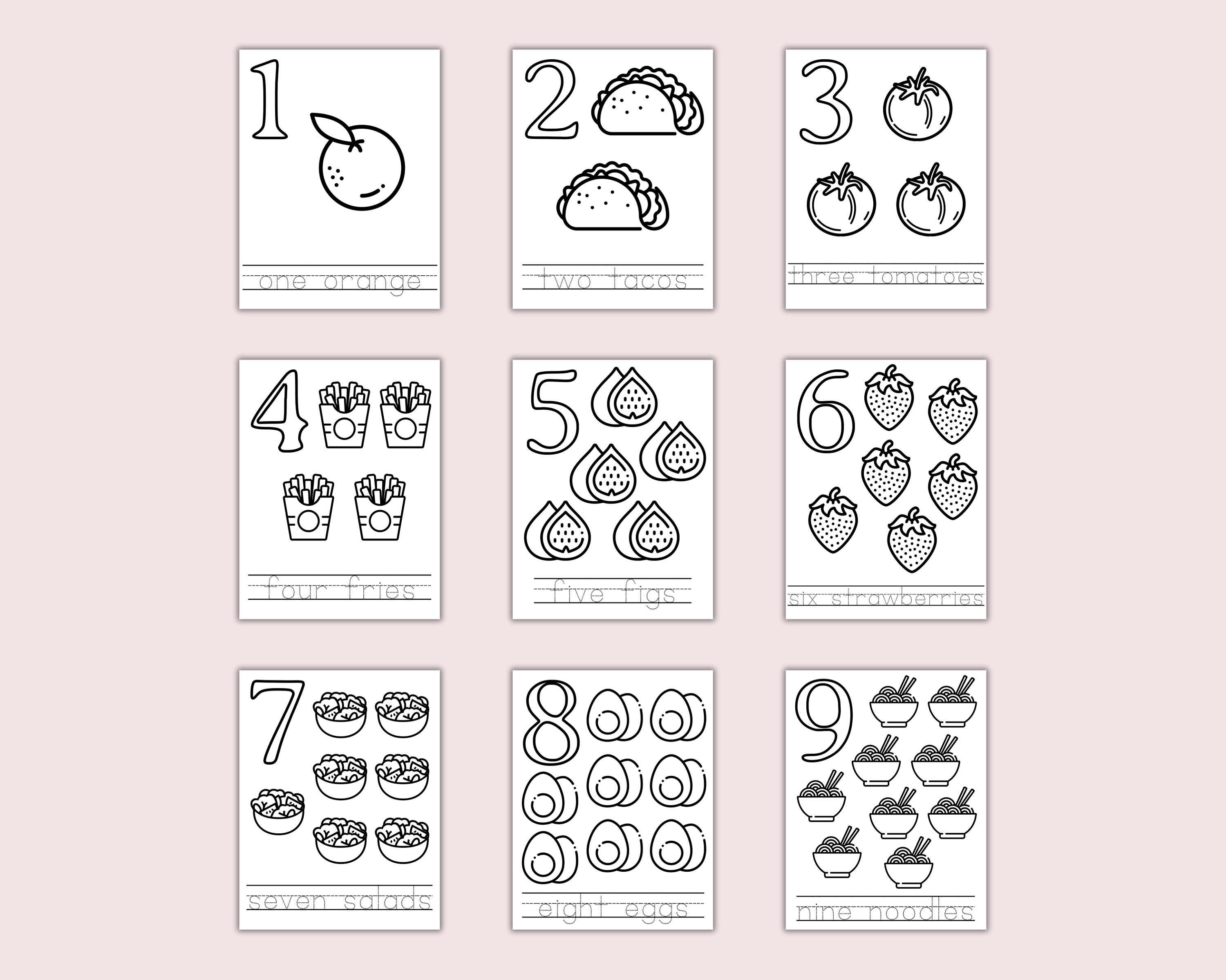 Coloring Tracing Kids Worksheets Preschool Food Curriculum - Etsy